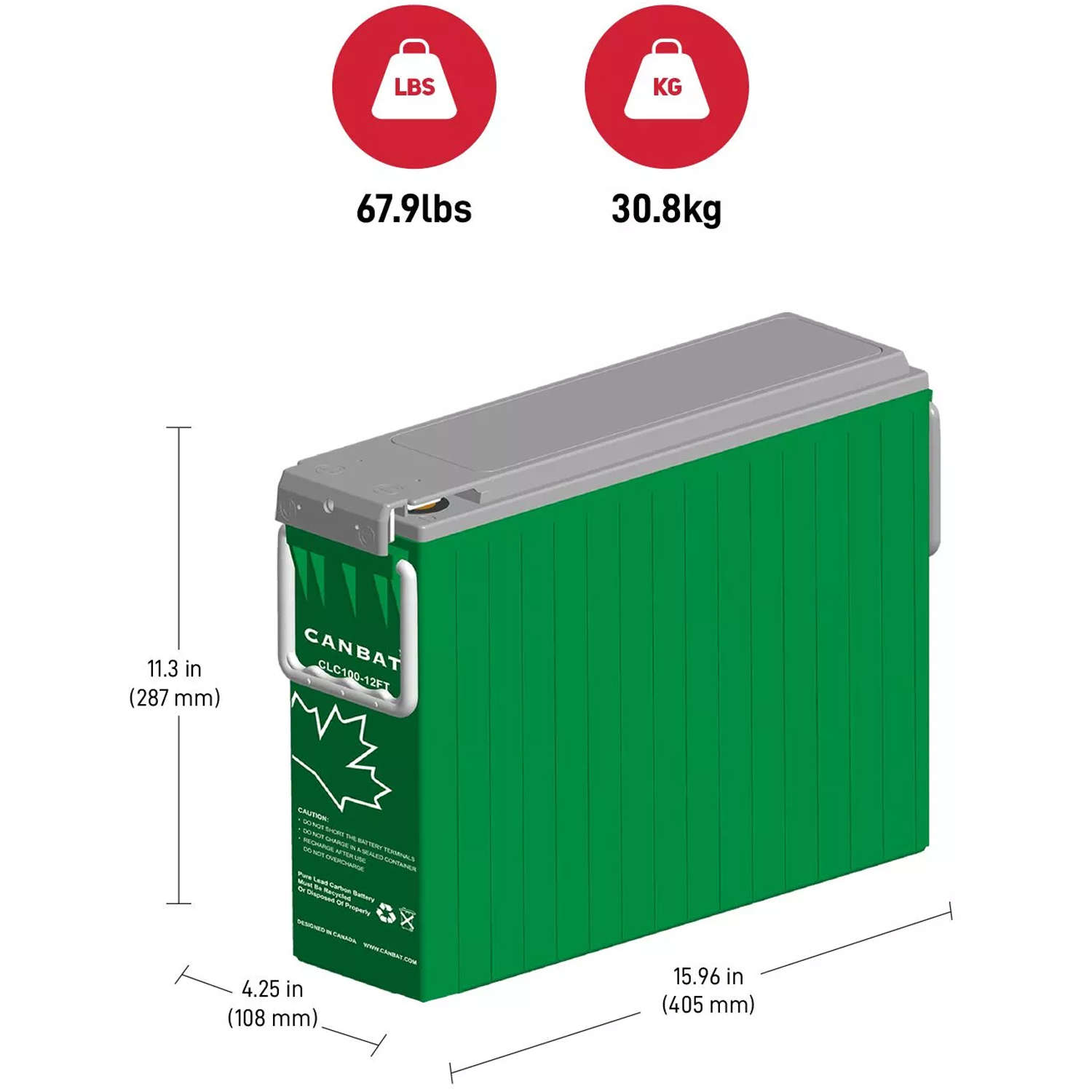 12V 100Ah Lead Carbon Front Terminal Battery Canada Free Shipping